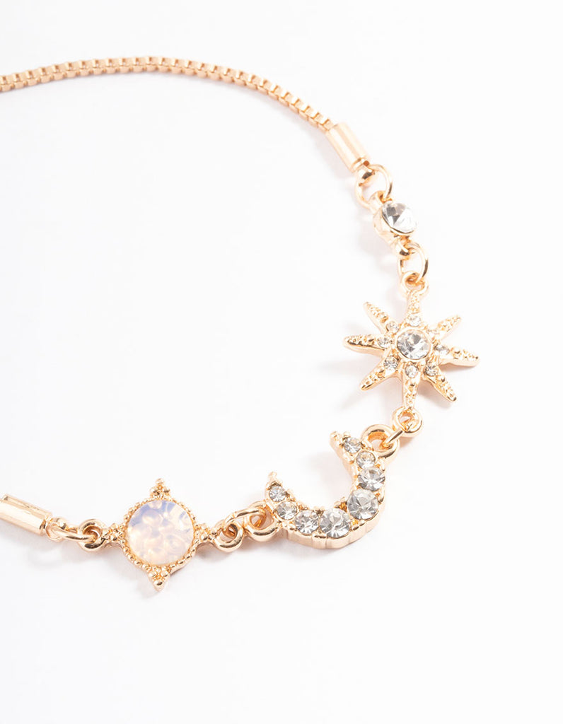 Gold Pretty Diamante Celestial Bracelet - Lovisa