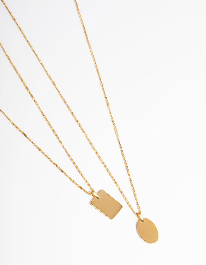 Waterproof Gold Plated Stainless Steel Disc Pendant Necklace Pack - Lovisa