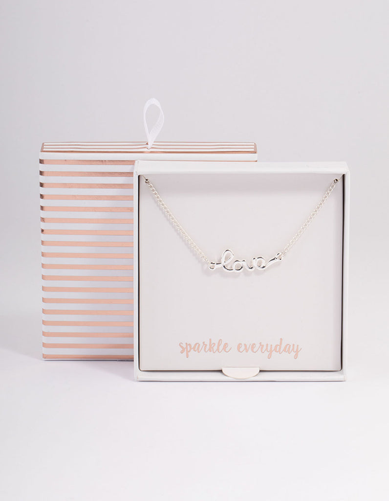 Silver Love Script Necklace - Lovisa