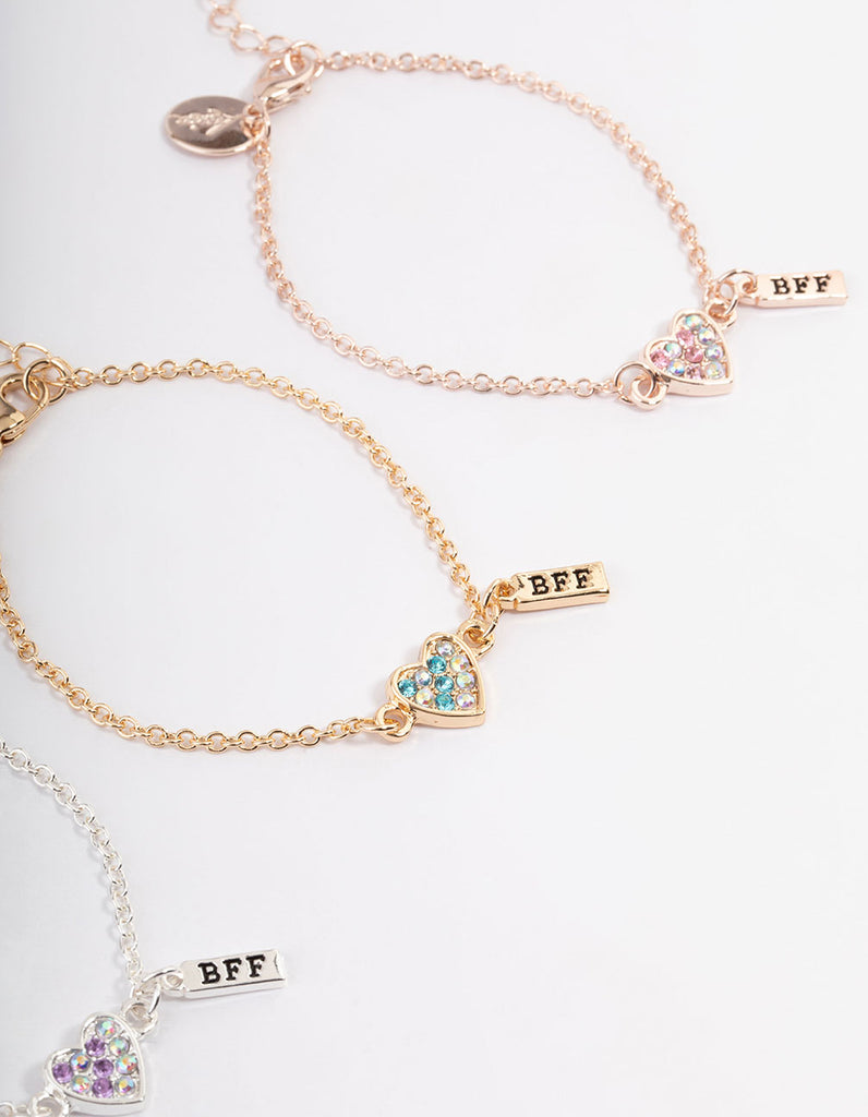 Kids Mixed Diamante Heart BFF Bracelet Pack - Lovisa