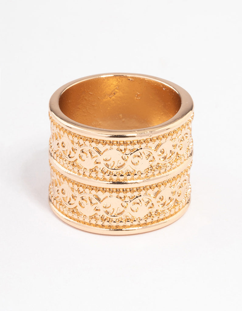 Gold Double Stack Filigree Ring - Lovisa