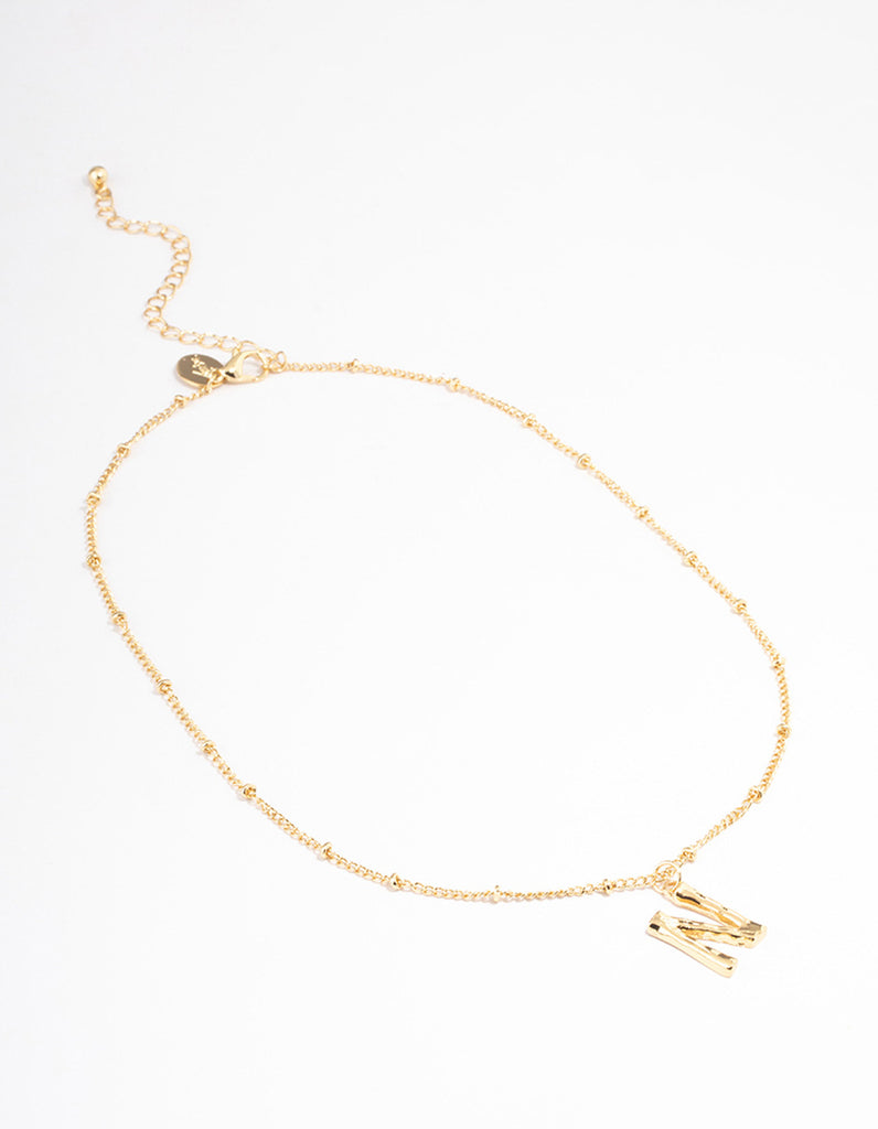 Gold Plated Letter N Bamboo Necklace - Lovisa