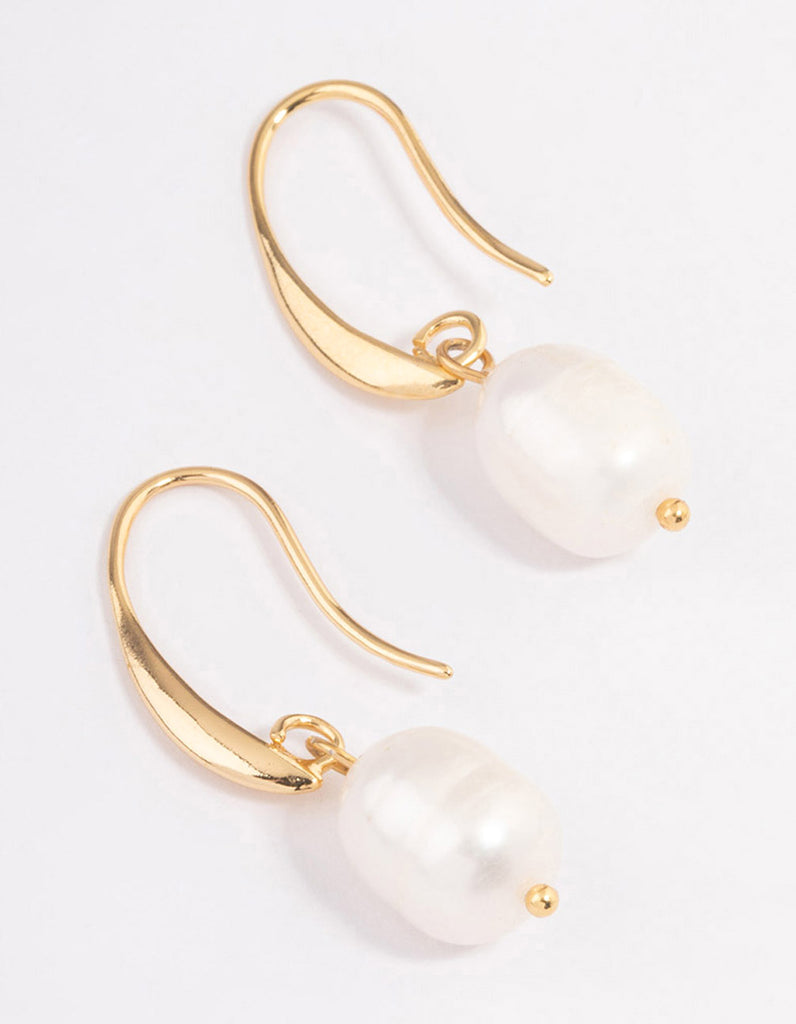 Gold Plated Freshwater Pearl Medium Hook Drop Earrings - Lovisa