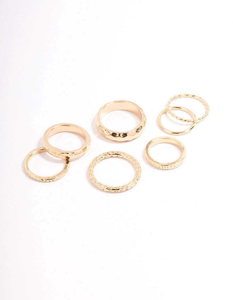 Gold Multi Hammered Ring Pack - Lovisa