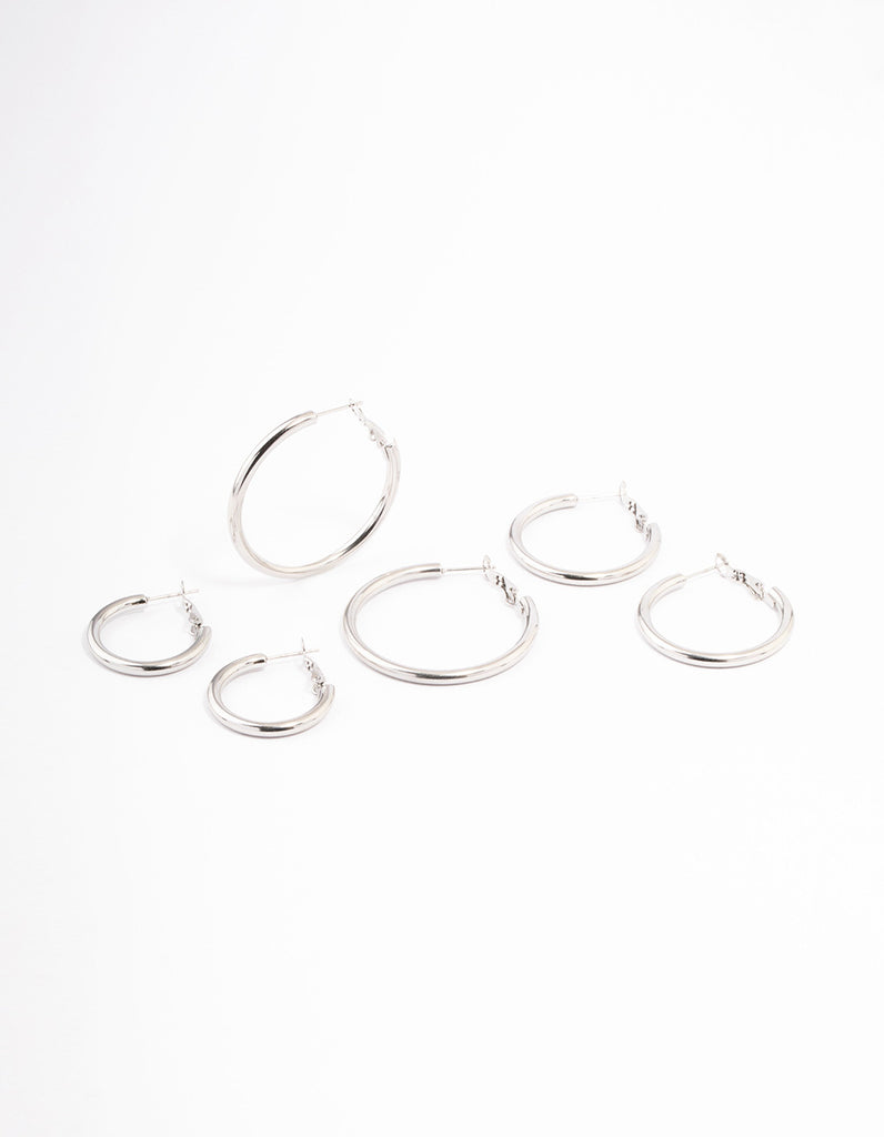 Waterproof Stainless Steel Large Basic Hoop Earrings Pack - Lovisa