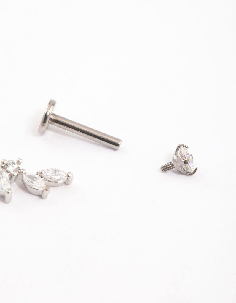 Titanium Cubic Zirconia Marquise Leaf Flat Back Pack - Lovisa