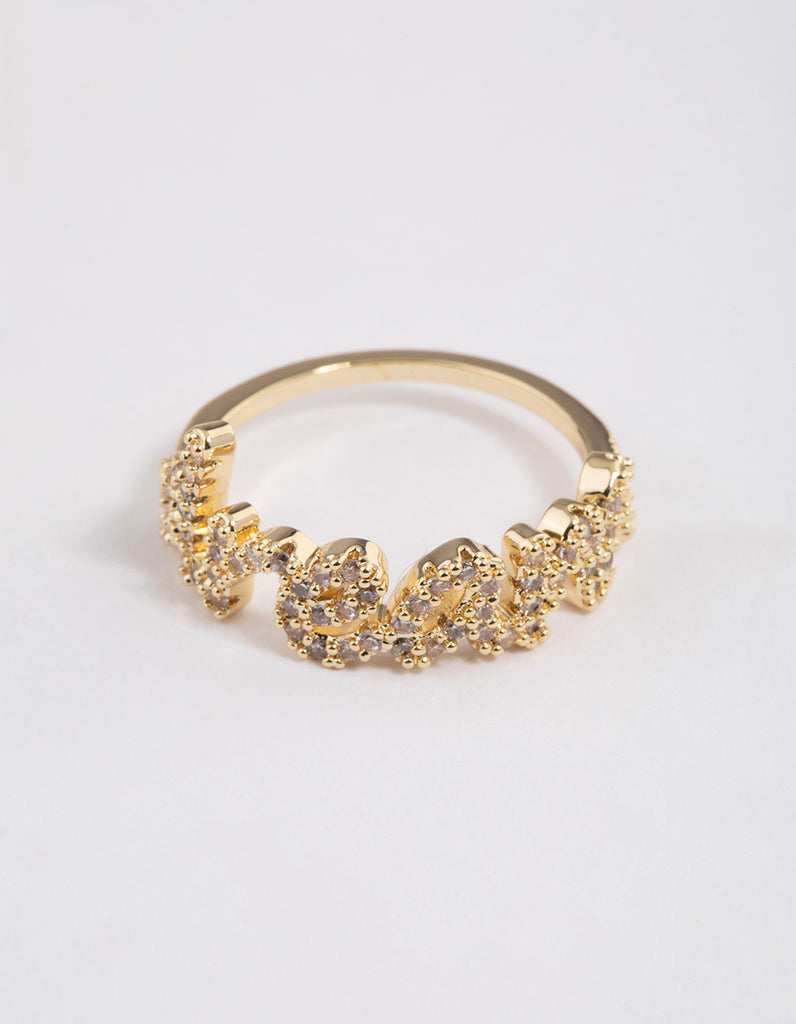 Gold Plated Dream Script Ring - Lovisa