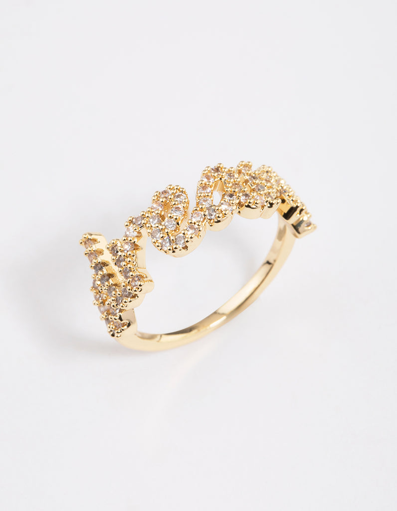Gold Plated Dream Script Ring - Lovisa