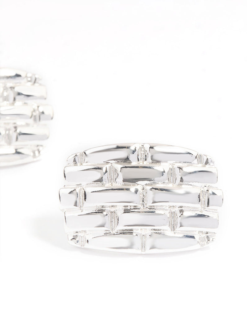 Silver Plated Statement Woven Stud Earrings - Lovisa