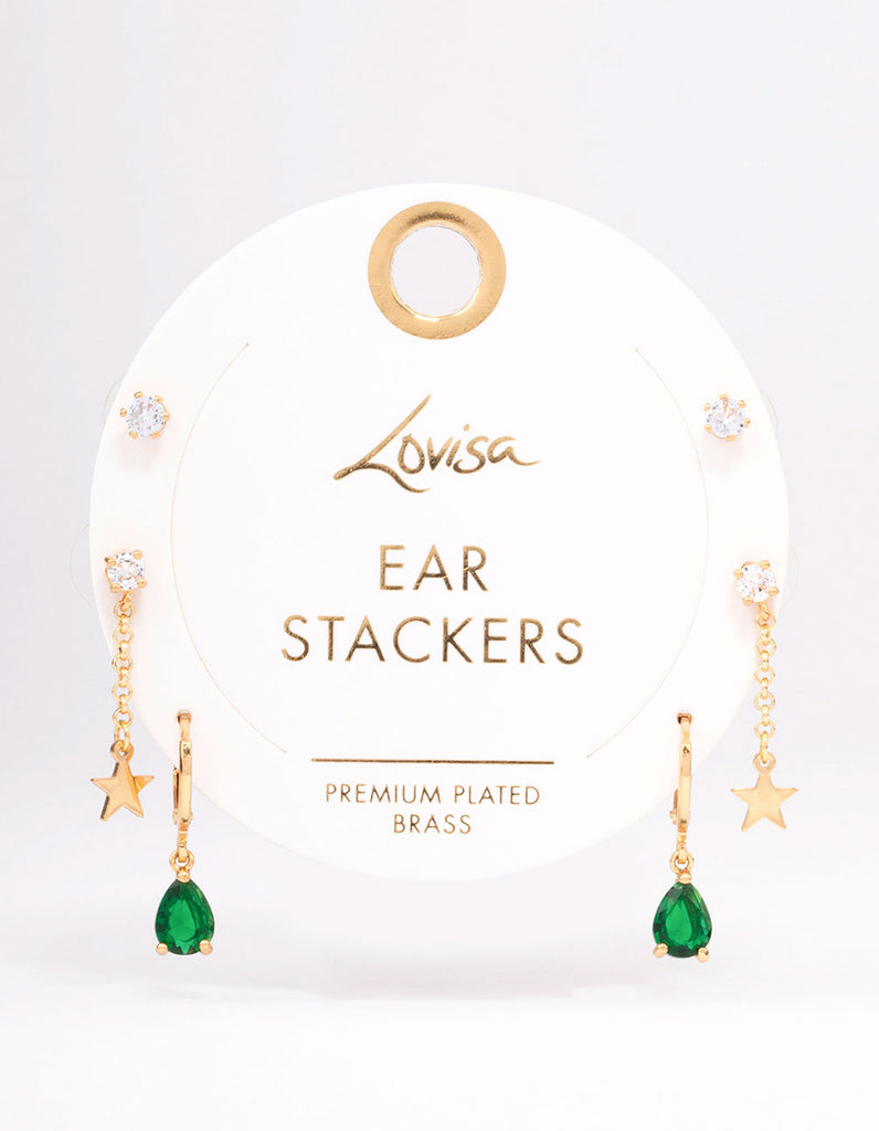 Gold Plated Star Chain Earring 3-Pack - Lovisa