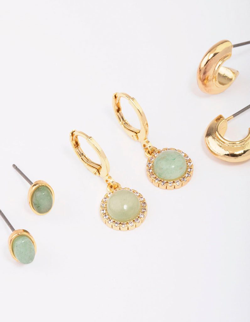 Gold Plated Semi-Precious Earring 3-Pack - Lovisa