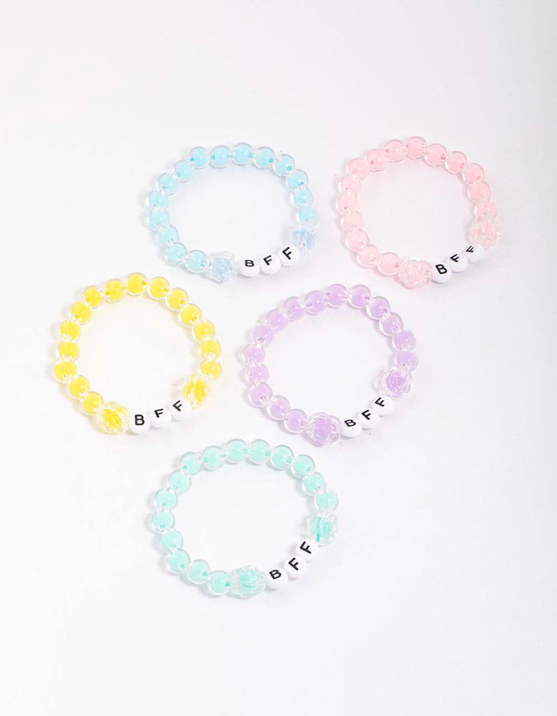 Kids Rainbow BFF Beaded Stretch Bracelet 5-Pack - Lovisa