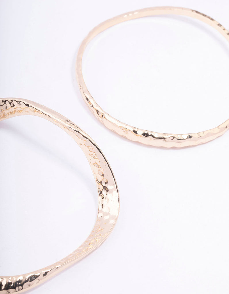 Gold Wavy Hammered Bangle Pack - Lovisa