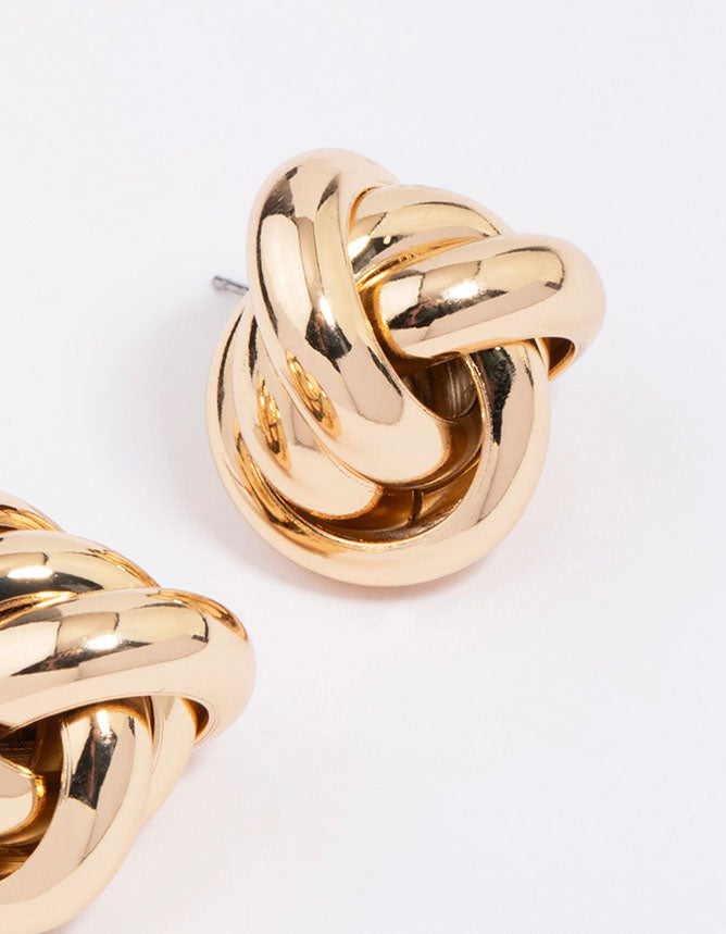 Gold Large Knotted Statement Stud Earrings - Lovisa