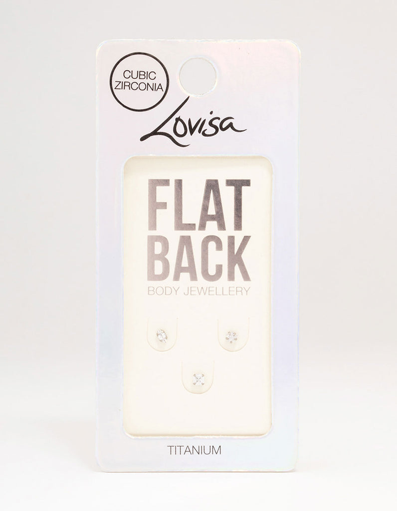 Titanium Cubic Zirconia Marquise Flat Back 3-Pack - Lovisa