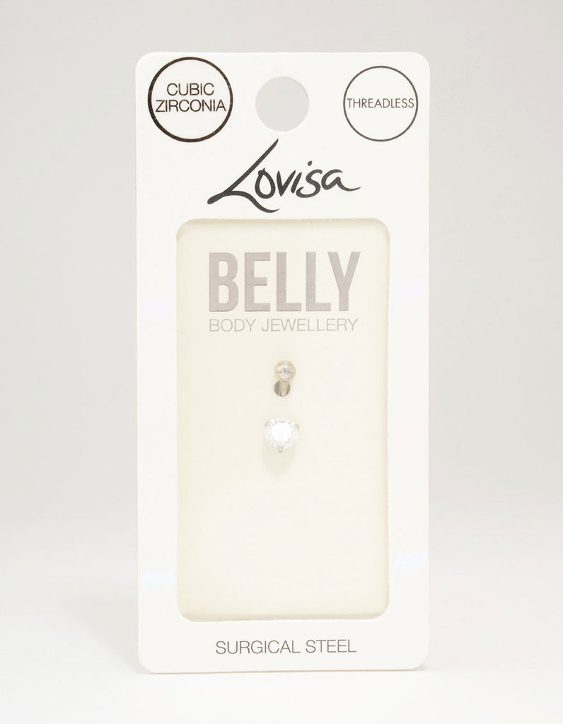 Surgical Steel Round Cubic Zirconia Mini Belly Piercing - Lovisa