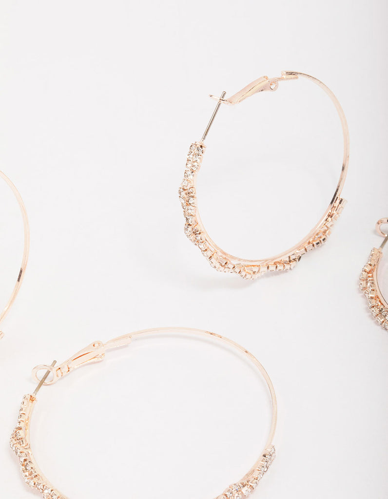 Rose Gold Diamante Oval Earring Pack - Lovisa