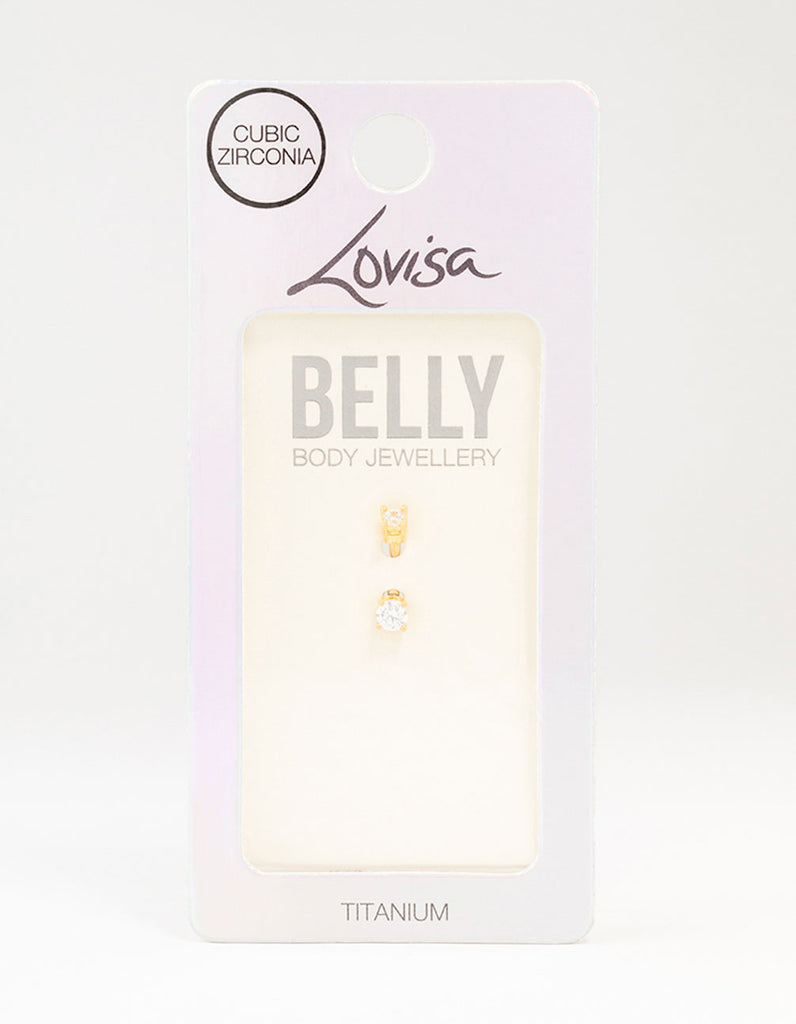 Gold Plated Titanium Mini Double Round Bellybar - Lovisa