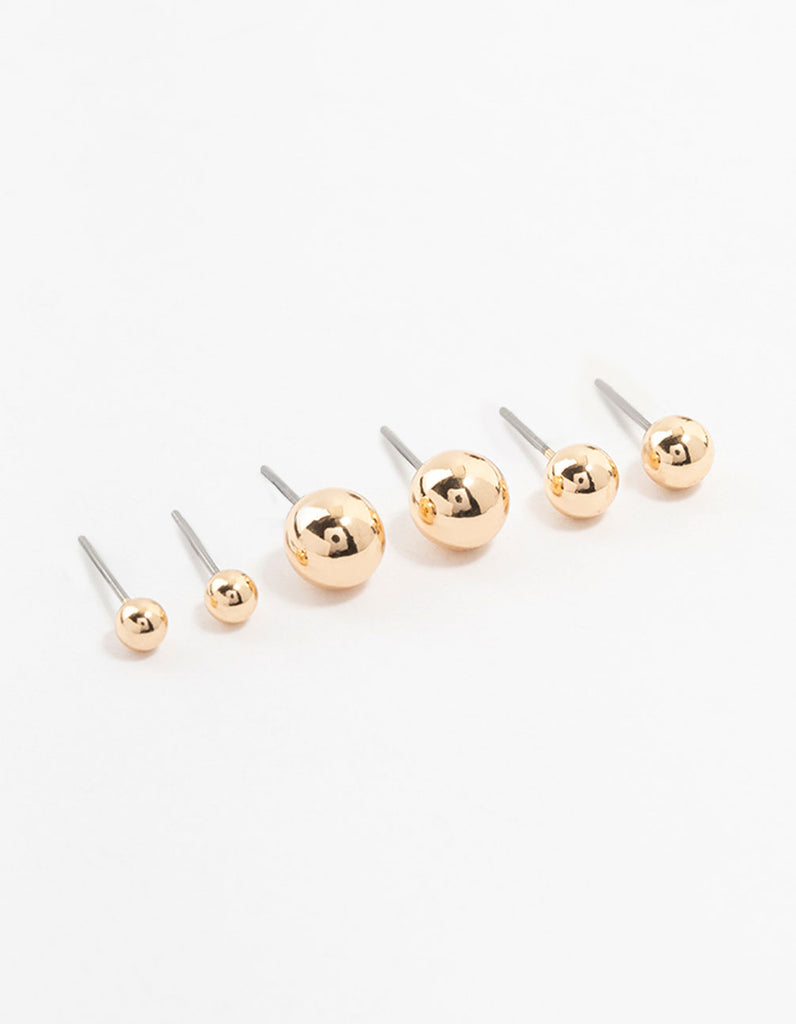 Gold Multiple Sphere Stud Earrings 3-Pack - Lovisa