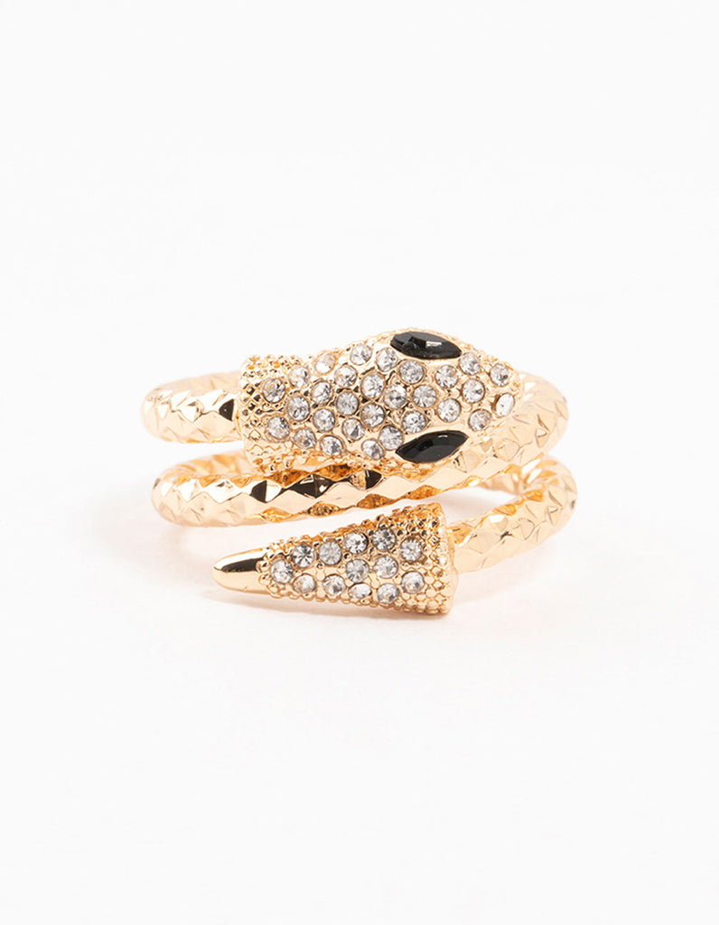 Gold Plated Bling Snake Wrapped Ring - Lovisa