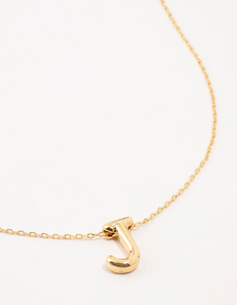 Gold Plated Bubble Letter J Necklace - Lovisa