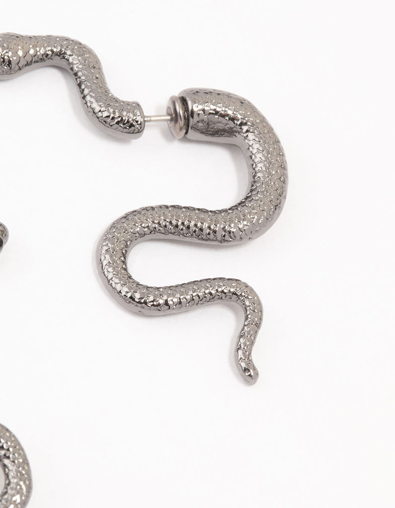 Gunmetal Slithering Snake Drop Earrings - Lovisa