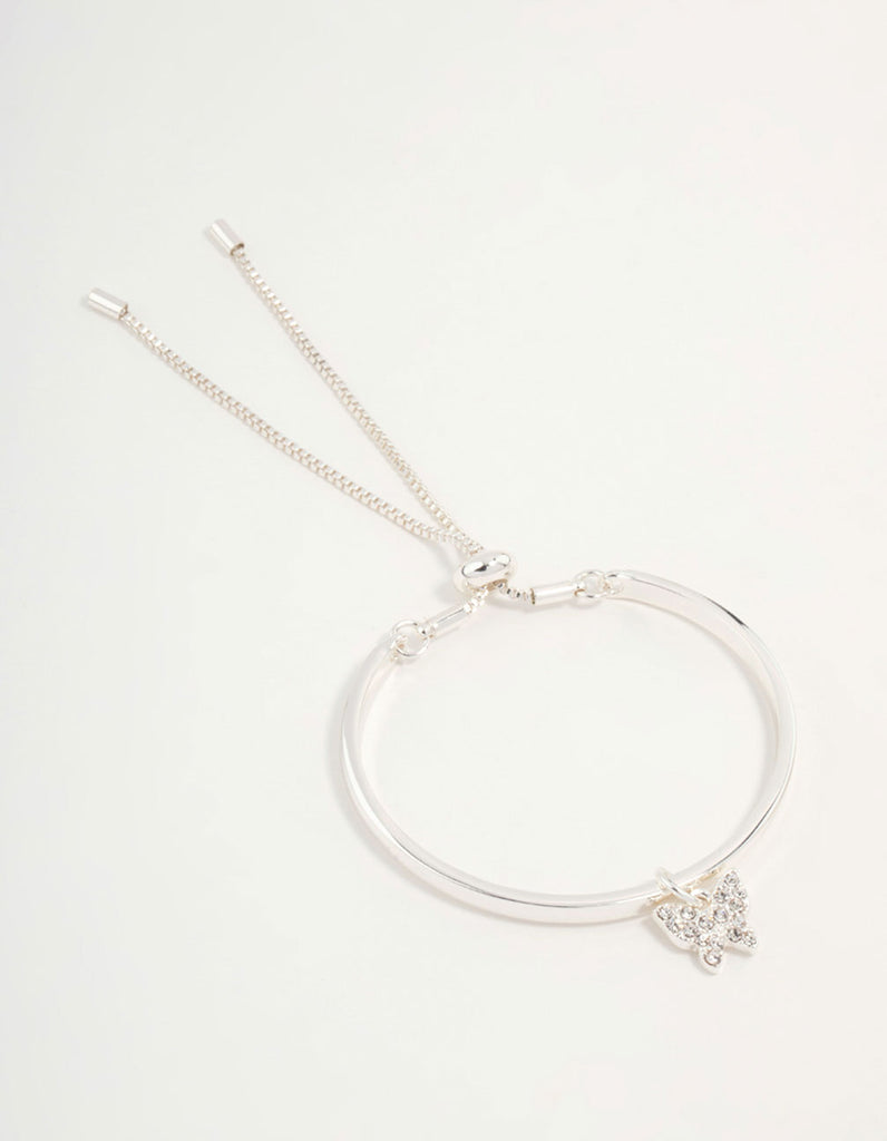 Silver Diamante Butterfly Toggle Bracelet - Lovisa