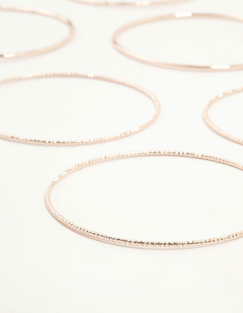 Rose Gold Twisted & Plain Thin Bangles 9-Pack - Lovisa