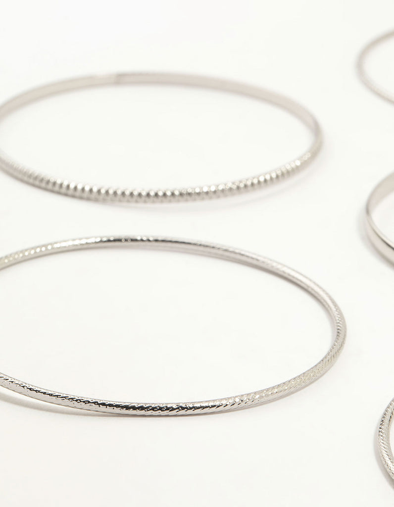 Silver Mixed Textured Bangles 8-Pack - Lovisa