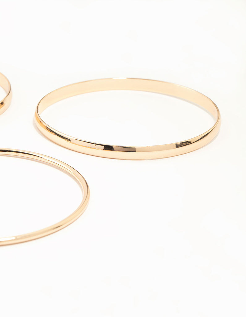 Gold Plain Mixed Width Bangles 5-Pack - Lovisa