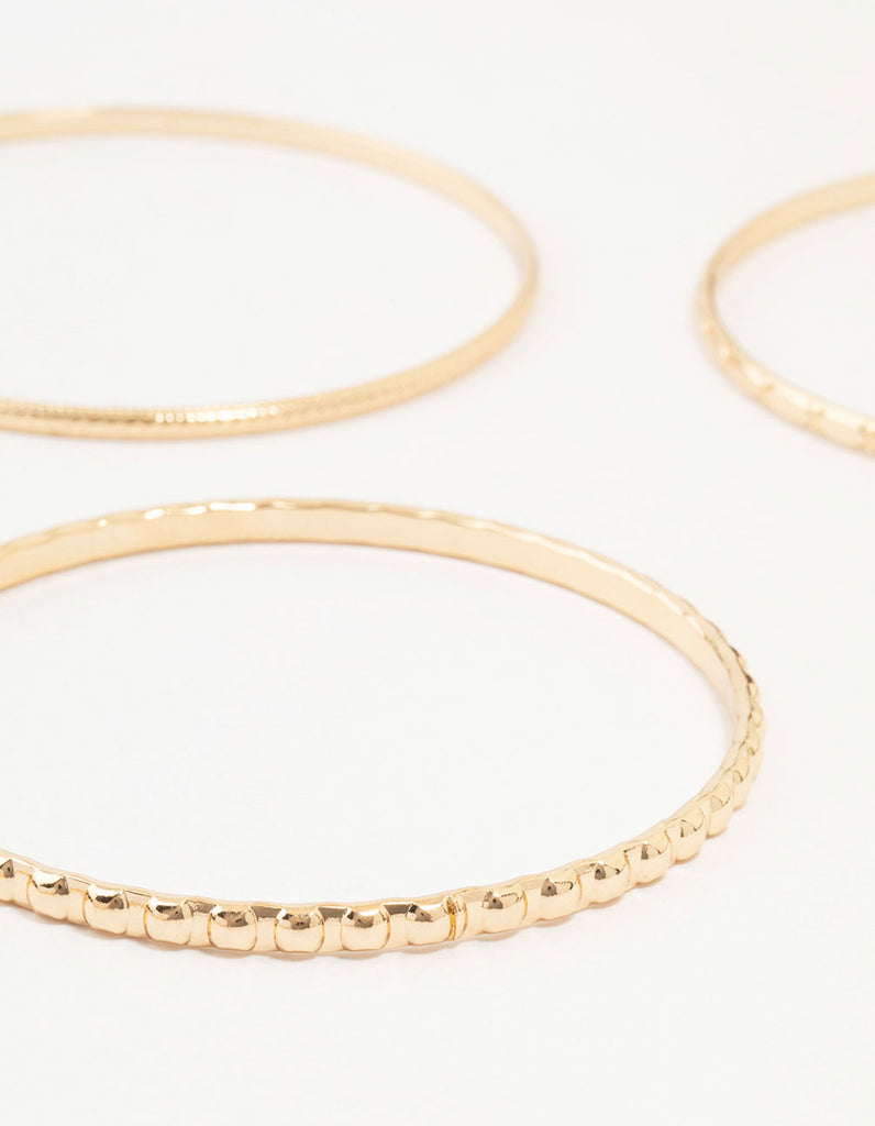 Gold Diamante & Textured Bangles 5-Pack - Lovisa