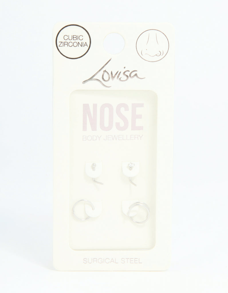 Surgical Steel Simple Mixed Nose Piercings 4-Pack - Lovisa