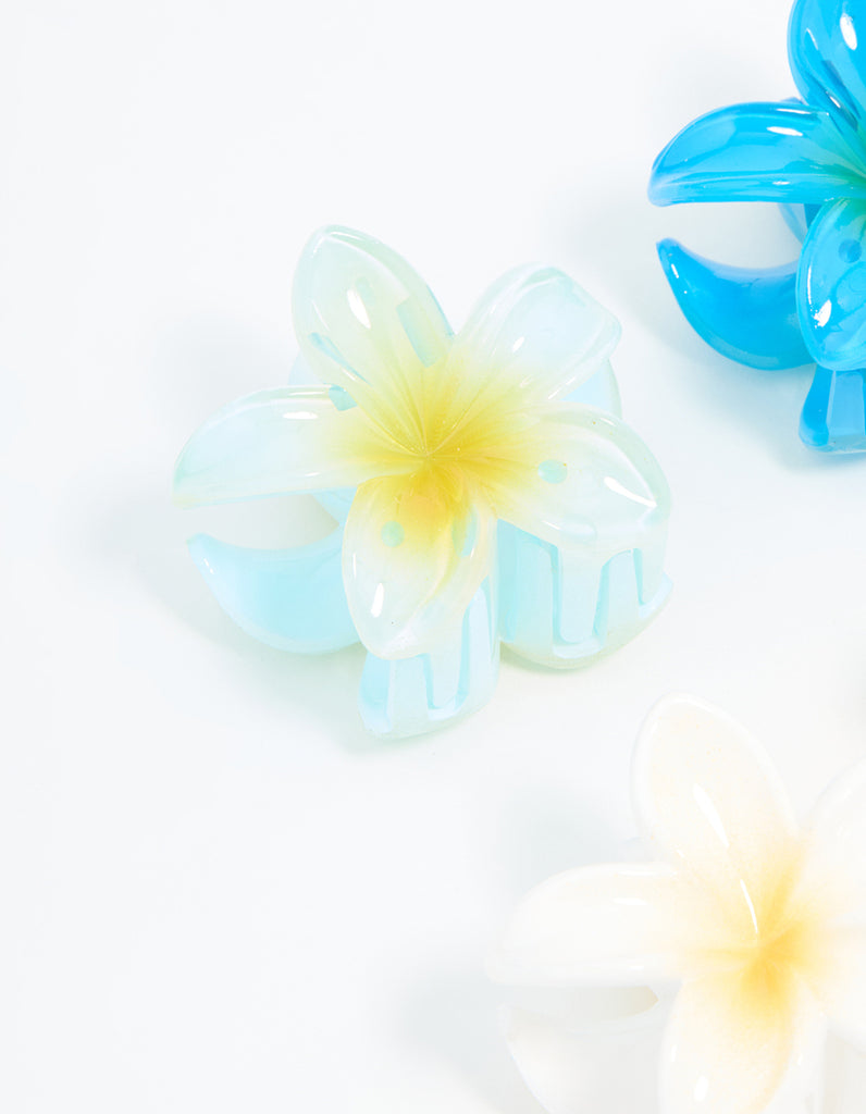 Blue & White Mini Frangipani Claw Clips 4-Pack - Lovisa
