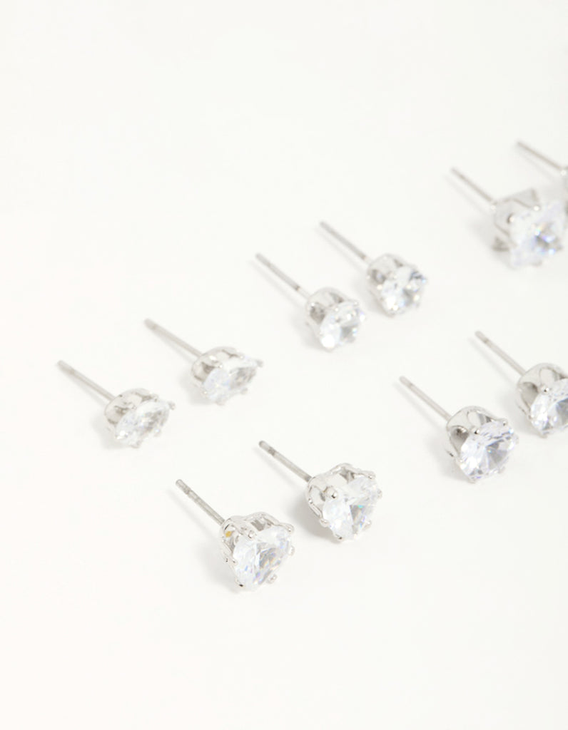 Silver Diamante Geometric Stud Earrings 6-Pack - Lovisa