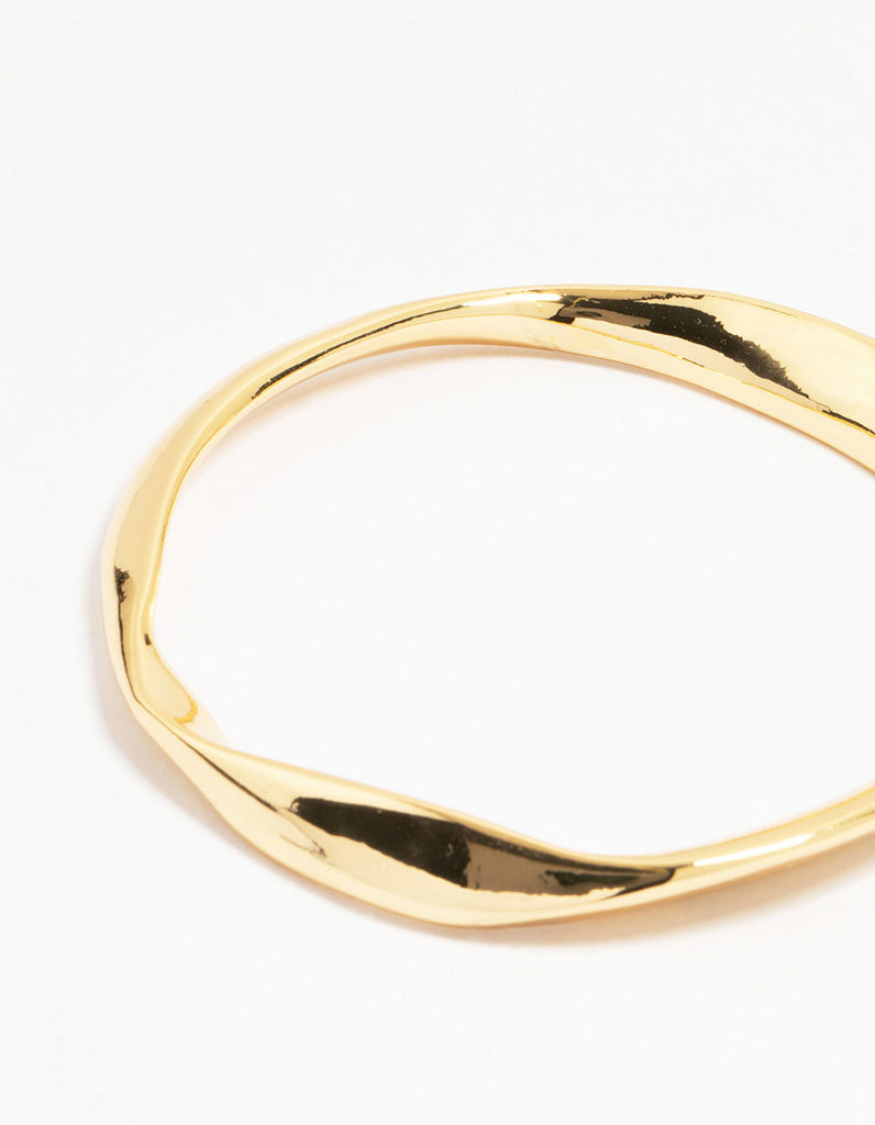 Gold Plated Brass Statement Wavy Bangle - Lovisa