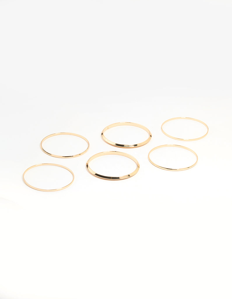 Gold Smooth Multi-Sized Bangles 6-Pack - Lovisa
