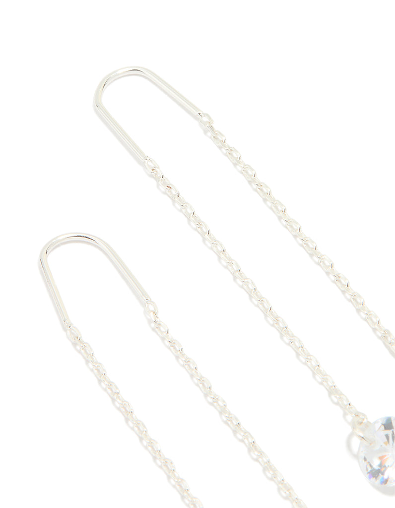 Silver Plated Cubic Zirconia Thread Through Earrings - Lovisa