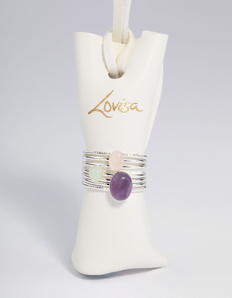 Silver Plated Texture Oval Ring Stack - Lovisa