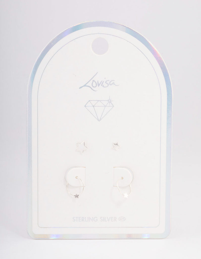 Sterling Silver Star Stud & Hoop Earring Pack - Lovisa