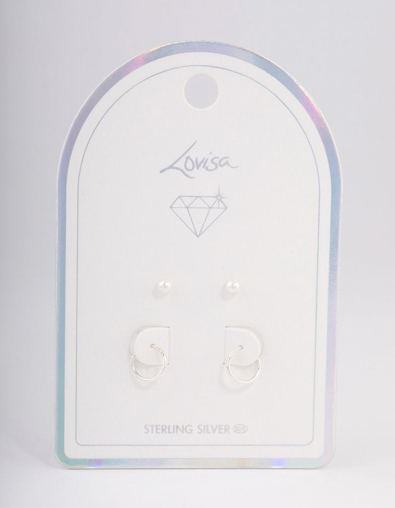Sterling Silver Pearl Stud & Hoop Earring Pack - Lovisa