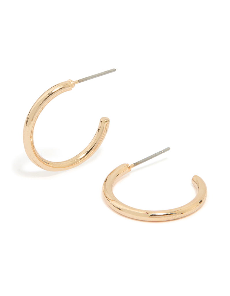 Gold Small Plain Hoop Earrings - Lovisa