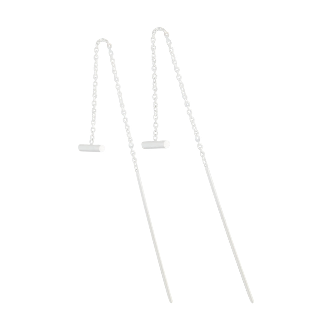 Sterling Silver Bar Chain Thread Earrings - Lovisa