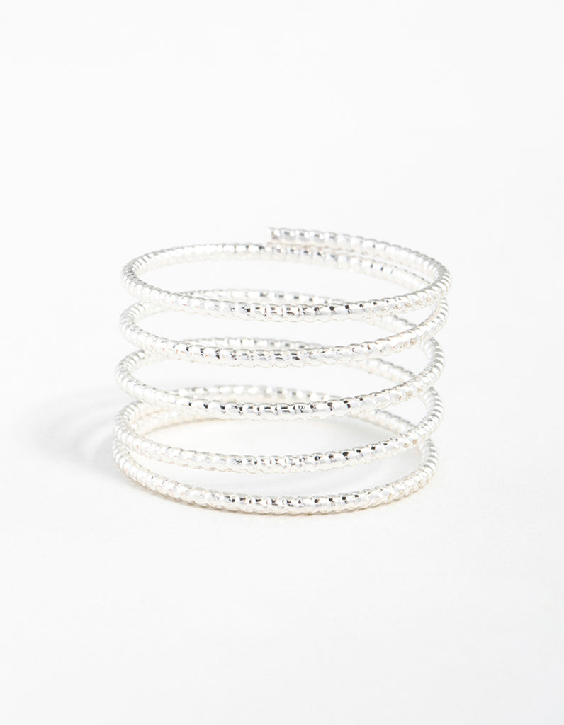 Silver Diamond Cut Spiral Ring - Lovisa