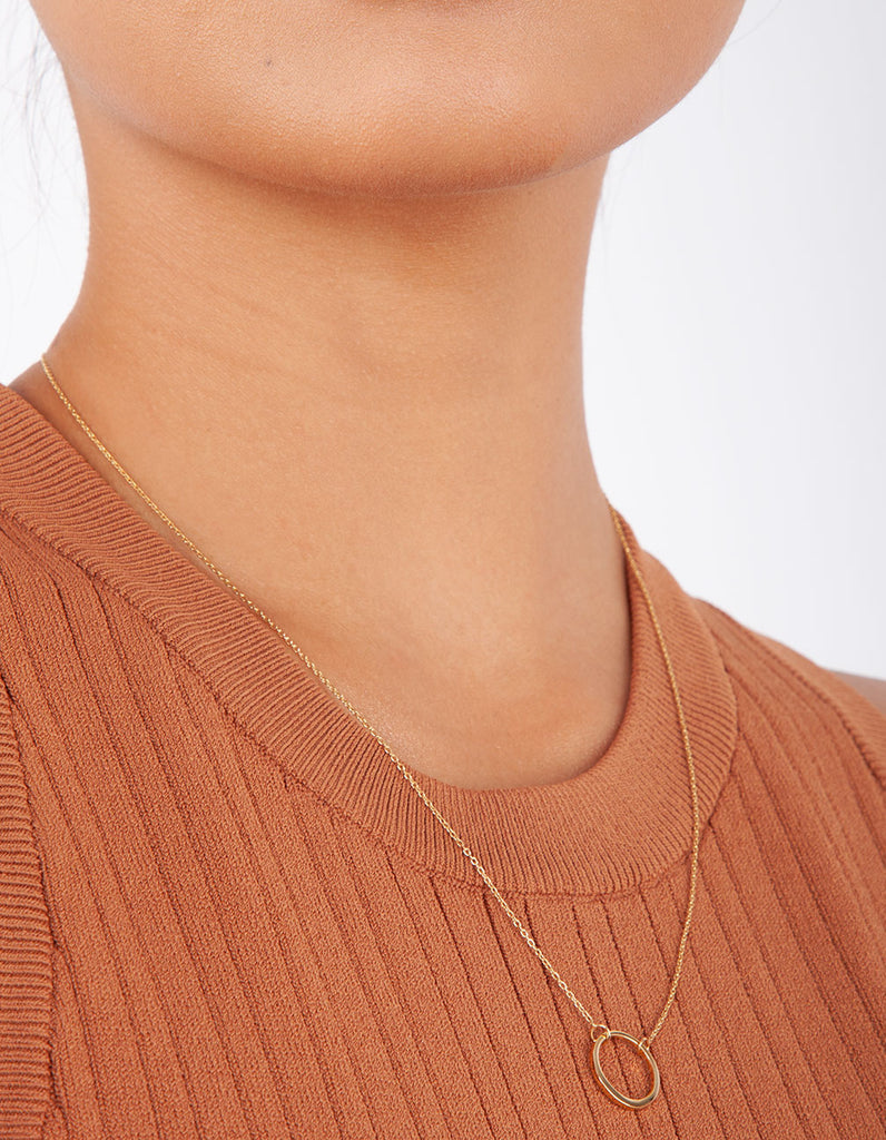Gold Plated Sterling Silver Open Circle Pendant Necklace - Lovisa