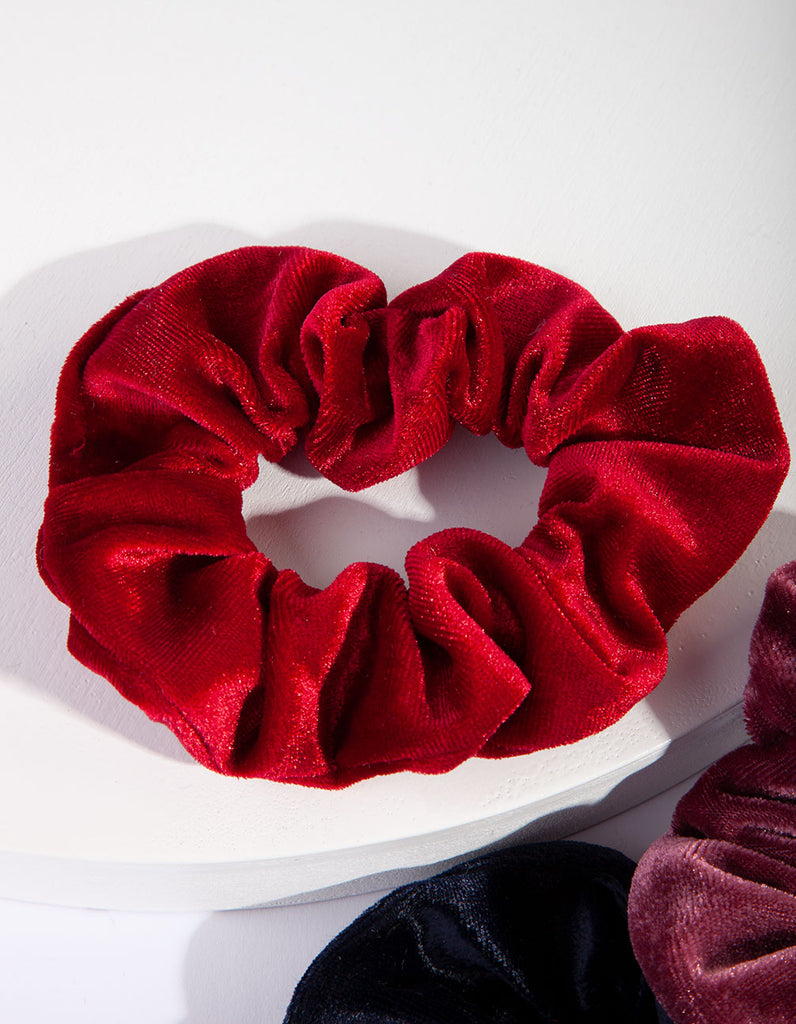 Red Pink Velvet Scrunchie Pack - Lovisa