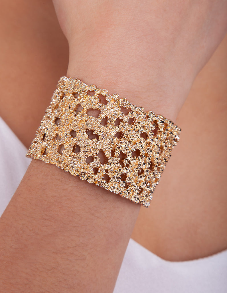 Gold Textured Wide Arm Cuff - Lovisa