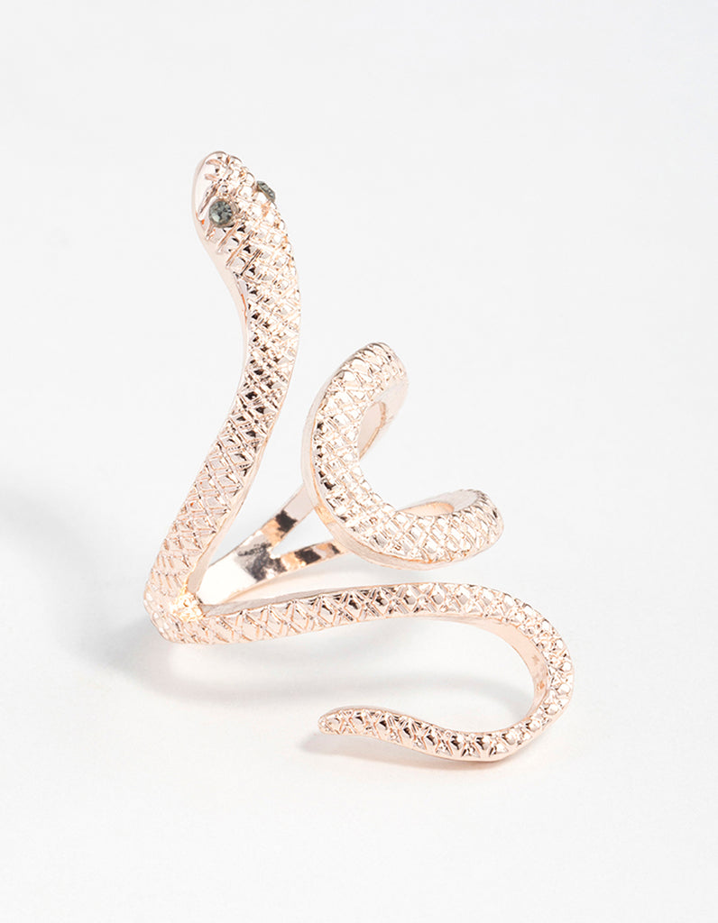 Rose Gold Etched Snake Swirl Ring - Lovisa