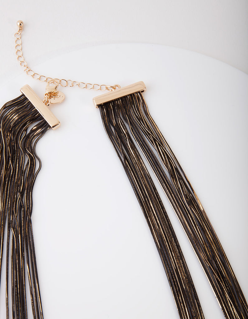 Black Gold Chain Drape Necklace - Lovisa