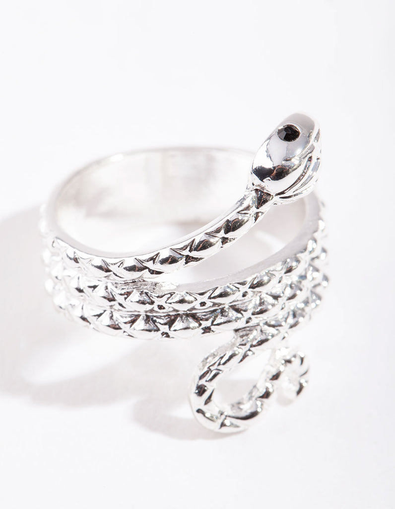 Silver Etched Snake Ring - Lovisa