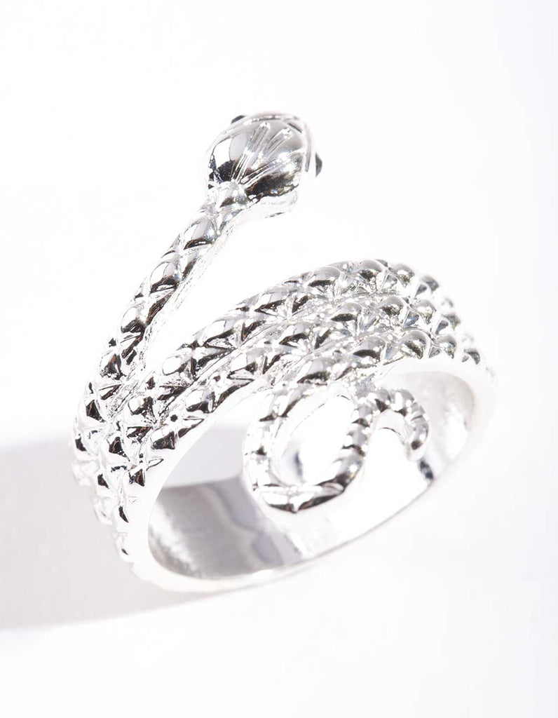 Silver Etched Snake Ring - Lovisa